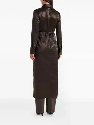 Manière De Voir Maniere De Voir Ette Tie-crinkled Satin Midi Shirt