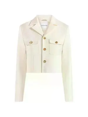 Manière De Voir Maniere De Voir Daphina Cropped Tailored Twill Jacket With Gold-tone Buttons - Neutrals