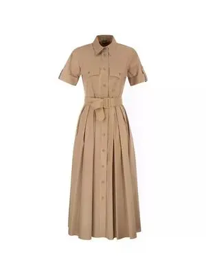 FAY Flap-pocket Belted Midi Shirt Dress