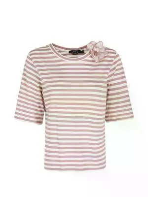Seventy Striped Top With Floral Detail