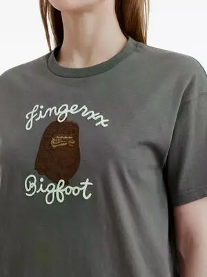 FINGERCROXX Logo-embroidered T-shirt - Grey