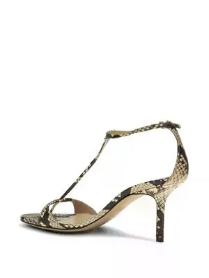 FRANCESCO RUSSO T-strap Patterned Sandals - Neutrals