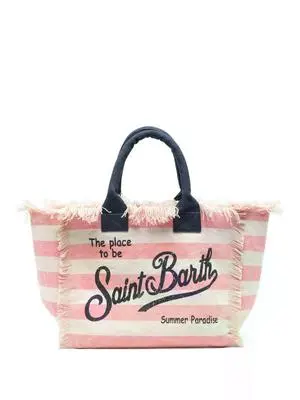 MC2 SAINT BARTH Fringed Striped Tote Bag - Pink