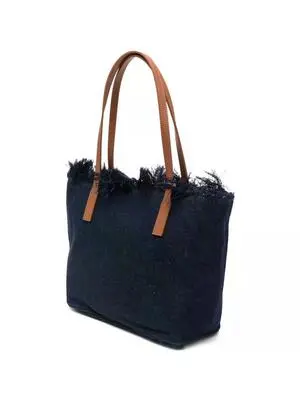 MC2 SAINT BARTH Embroidered Fringed Tote Bag - Blue