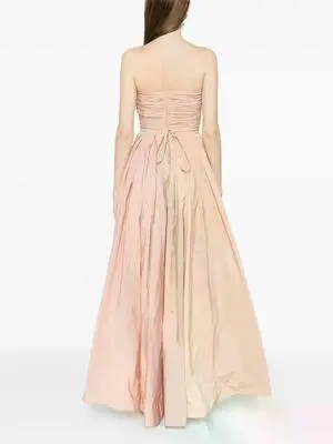 Pinko Strapless Ruched Asymmetric Midi Dress - Pink