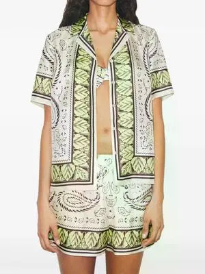 Tory Burch Silk Camp Shorts With Cockatoo Print