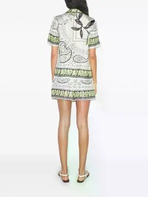 Tory Burch Silk Camp Shorts With Cockatoo Print