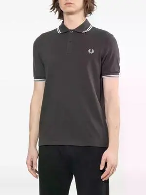 Fred Perry Embroidered Short-sleeve Polo Shirt - Black