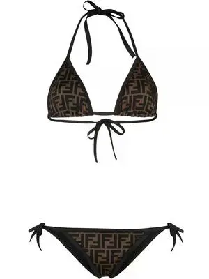 Fendi Ff-print Triangle Bikini - Brown
