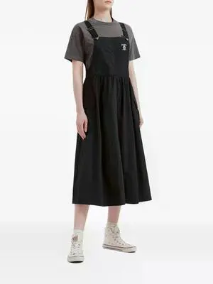 FINGERCROXX Embroidered Midi Dress - Black