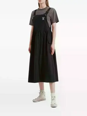 FINGERCROXX Embroidered Midi Dress - Black