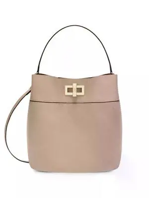 Furla Amelia Grained Calfskin Leather Bucket Bag M - Neutrals