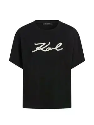 Karl Lagerfeld Signature Rope Detail Organic Cotton T-shirt - Black