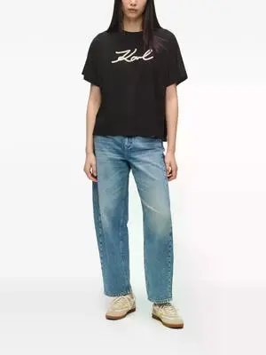 Karl Lagerfeld Signature Rope Detail Organic Cotton T-shirt - Black