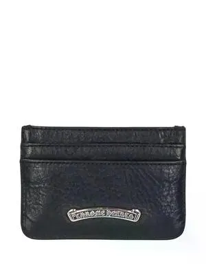 Chrome Hearts Scroll Logo Leather Card Holder - Black