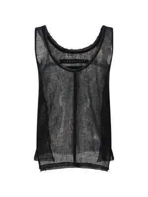 YEHUAFAN Frayed Trim Paneled Top