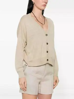 BASE Buttoned V-neck Cardigan - Neutrals