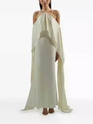 TALLER MARMO Halterneck Cape Dress - Neutrals