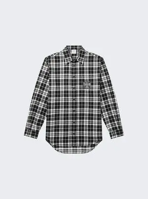 Vetements Leather Cross Flannel Shirt Black And Cream Check - Multi