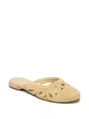 Bernardo Cappadocia Raffia Cut-out Mules - Neutrals