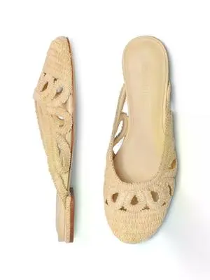 Bernardo Cappadocia Raffia Cut-out Mules - Neutrals