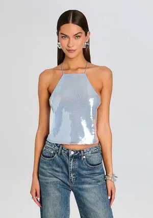Retrofete Norma Sequin Halter Top - Glace