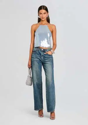 Retrofete Norma Sequin Halter Top - Glace