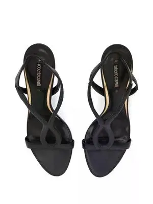 Roberto Cavalli T-strap Stiletto Sandals - Black