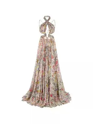 Roberto Cavalli Floral-print Halterneck Maxi Dress