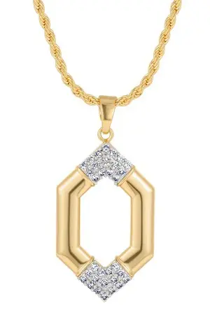 ST. MORAN Hexagon Pavé Pendant Necklace