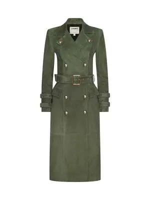 L'Agence Celina Suede Trench Coat - Clover