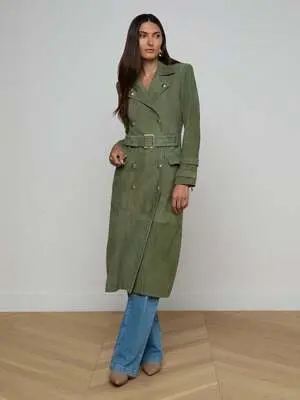 L'Agence Celina Suede Trench Coat - Clover
