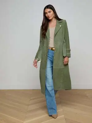 L'Agence Celina Suede Trench Coat - Clover