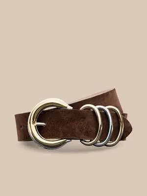 L'Agence L'AGENCE Tobar Suede Belt Chocolate