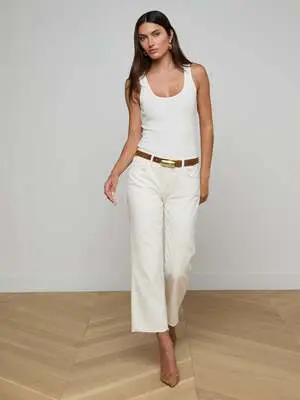 L'Agence Marlowe Leather Belt - Cognac Lizard
