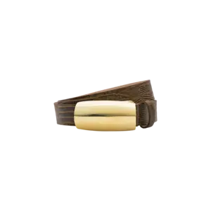L'Agence Marlowe Leather Belt - Cognac Lizard