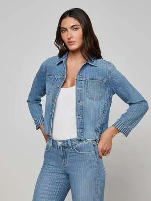 L'Agence Janelle Pinstriped Denim Jacket