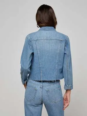 L'Agence Janelle Pinstriped Denim Jacket