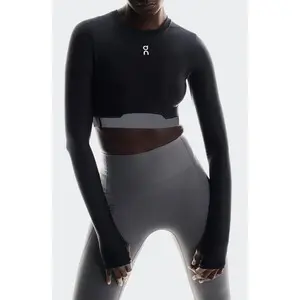 On Crop Long Sleeve T-shirt - Black