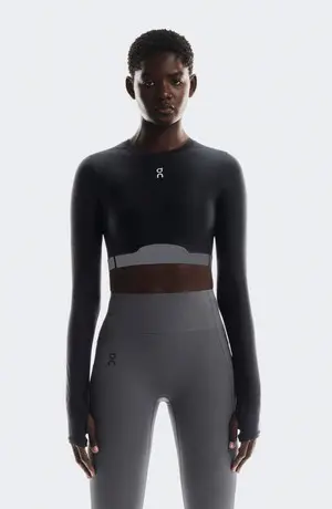 On Crop Long Sleeve T-shirt - Black