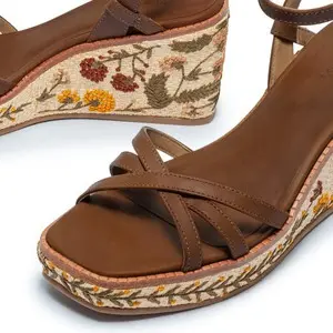 Bernardo Woven Wedge Sandals - Saddle