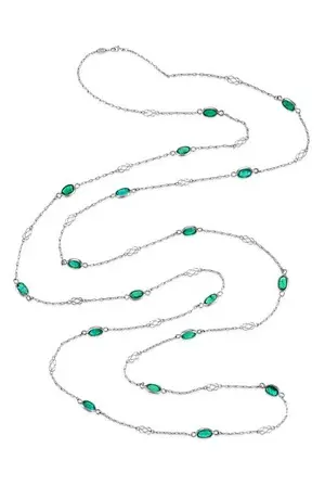 MINDI MOND Emerald Gatsby Chain Necklace - 18k White Gold
