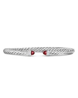 David Yurman Cablespira Flex Bracelet - Garnet/silver