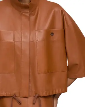 Lafayette 148 New York Leather Oversized Shirt Jacket