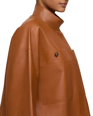 Lafayette 148 New York Leather Oversized Shirt Jacket