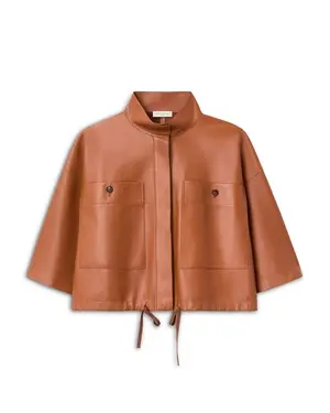 Lafayette 148 New York Leather Oversized Shirt Jacket