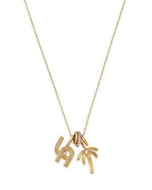 Adina Reyter 9k & 14k Yellow Diamond La & Palm Tree Pendant Necklace - Gold