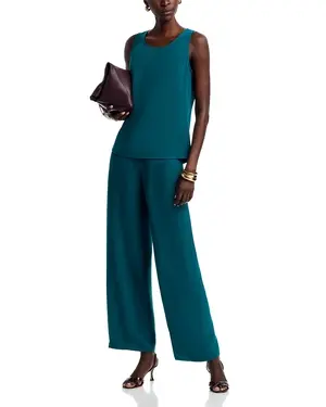 Misook Classic Crepe De Chine Tank Top - Spruce