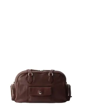 Prada Large Washed Leather Top-handle Bag - Brown