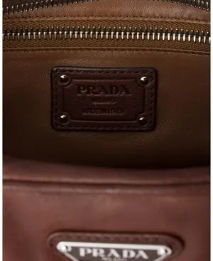 Prada Large Washed Leather Top-handle Bag - Brown